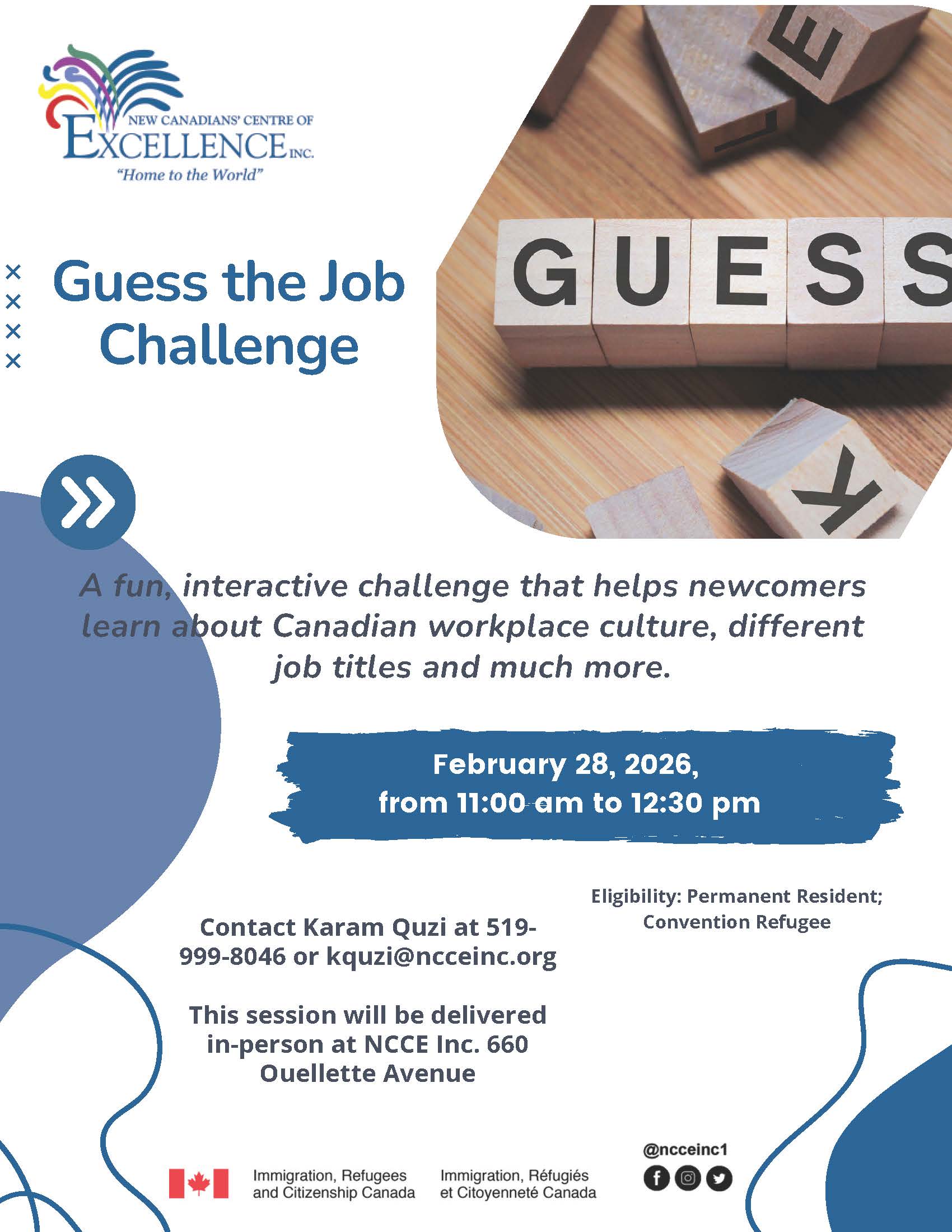 Guess the Job Challenge - New Canadians' Centre of Excellence Inc.